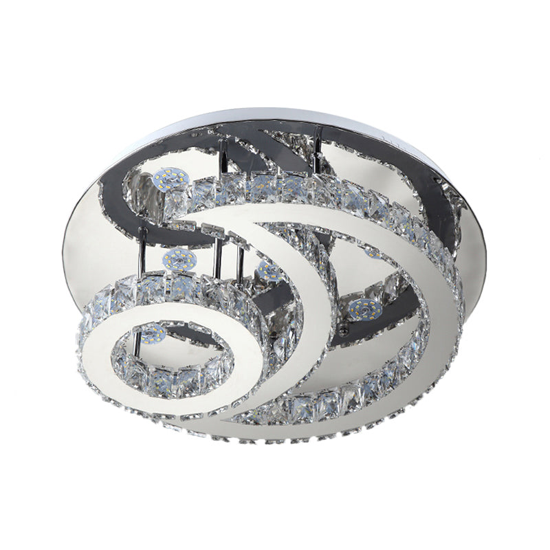 Moon and Sun Ceiling Light with Crystal Decoration Modernist LED Semi ...