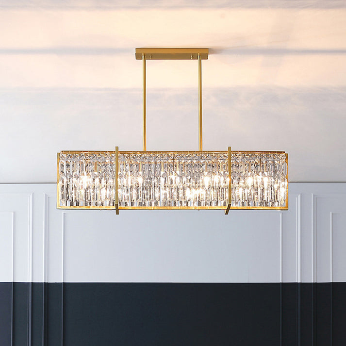 Post-Modern Rectangular Hanging Lamp 5 Bulbs Prismatic Crystal Island ...