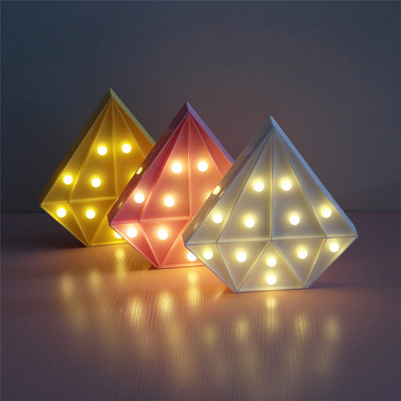 Plastic Diamond Night Lighting Contemporary Battery Operated LED Wall ...