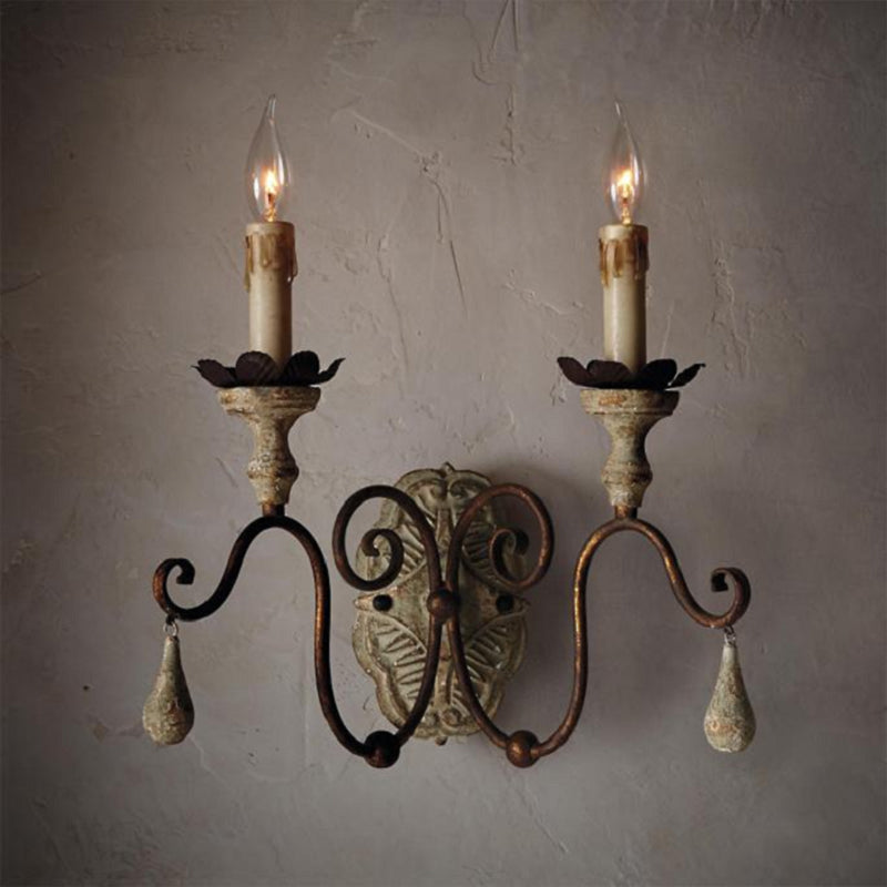 Country Swooping Arm Wall Sconce 2 Bulbs Metal Wall Mount Light Fixture ...
