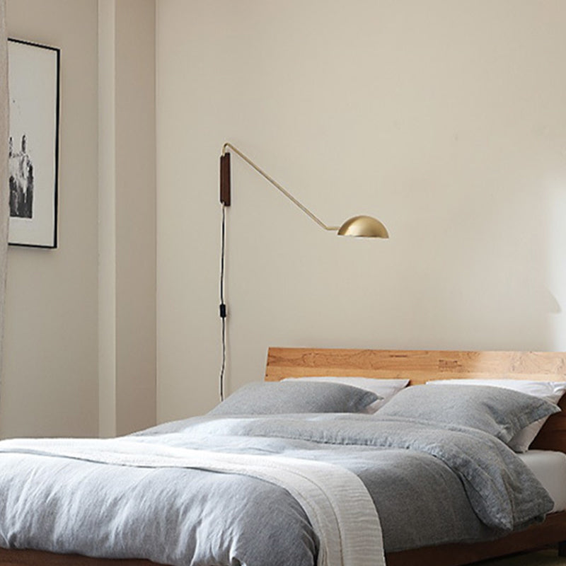 Dome Bedside Wall Mount Lighting Metal 1-Bulb Modernism Swing Arm Wall ...