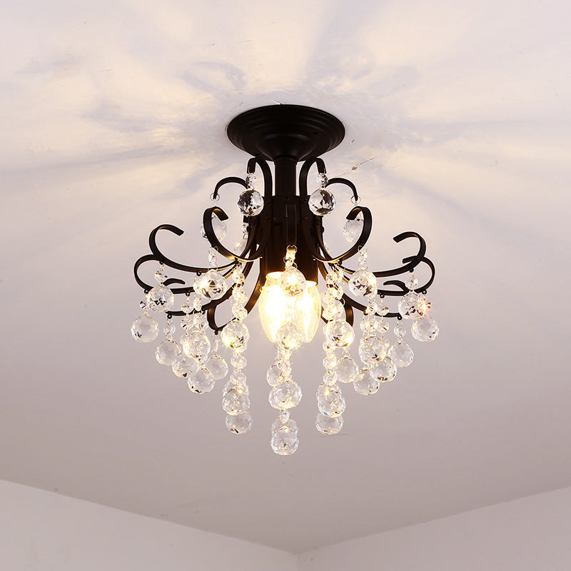 Farmhouse Bent Arm Frame Ceiling Light 3 Lights Metal Semi Flush Mount ...