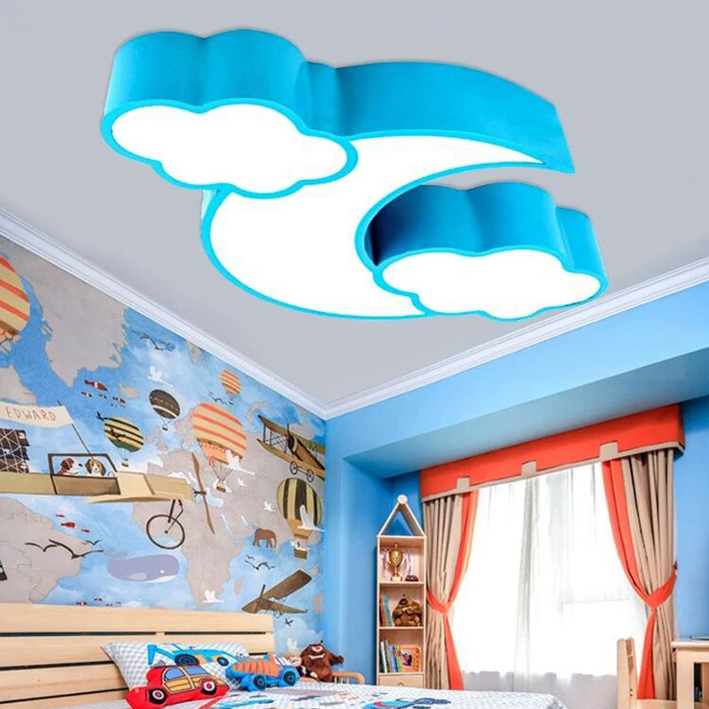 Acrylic Cloud-Themed Ceiling Light Cartoon Flush Mount Ceiling Light ...