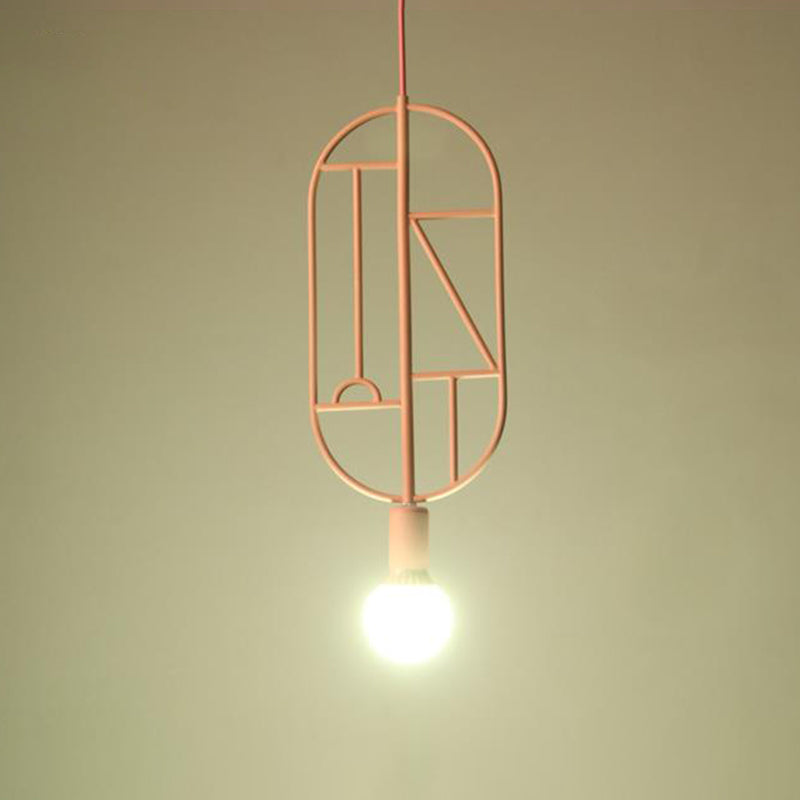 Geometric Frame Drop Lamp Simplicity Metallic 1 Head Bedroom Pendant ...