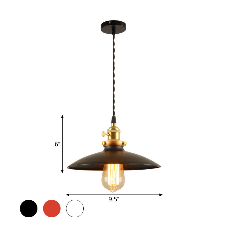 1-Head Drop Pendant Warehouse Saucer Metallic Hanging Light Fixture for ...