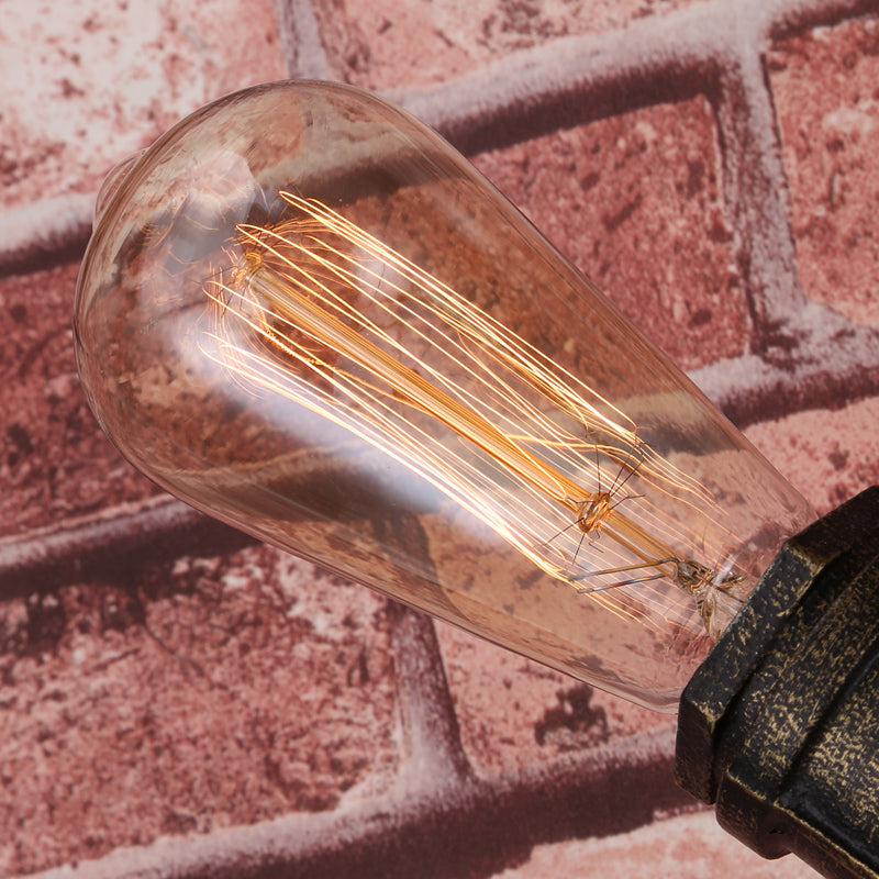 Metal Rust Wall Light Sconce Gun-Shaped 2 Bulbs Warehouse Wall Mount ...