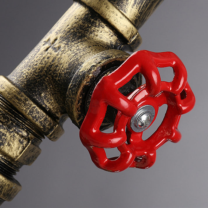 Iron Bronze Pendant Lighting Water Pipe 1 Head Steampunk Valve Hanging ...