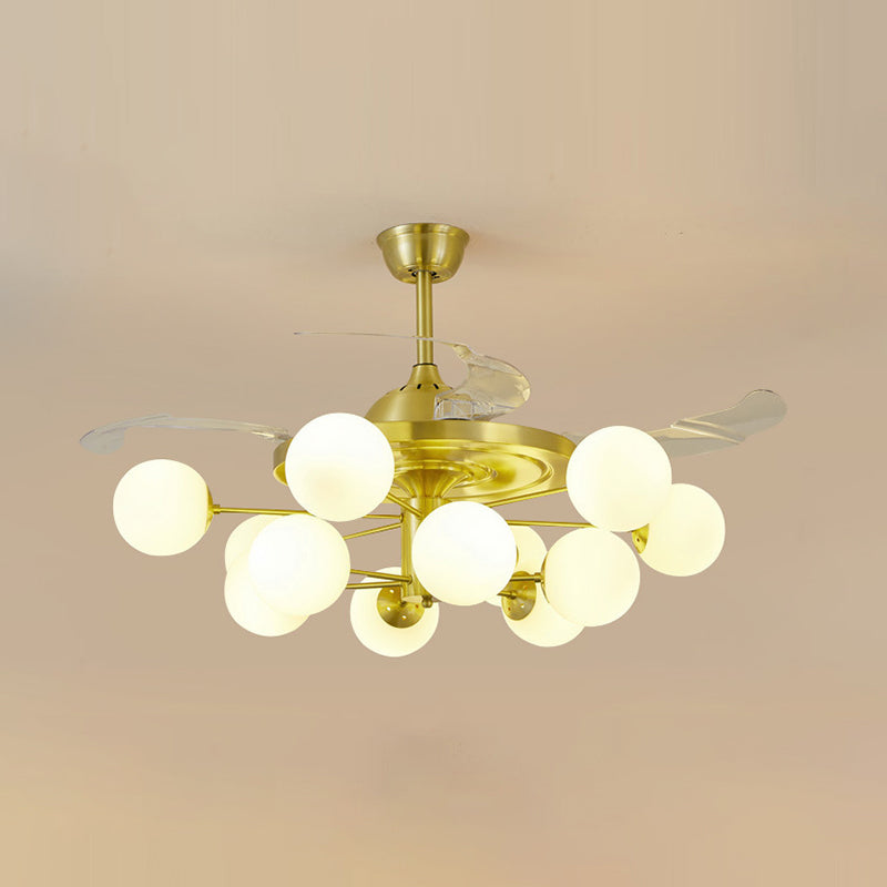 Leaf Acrylic Hanging Fan Light Modern LED Semi Flush Mount for Living ...