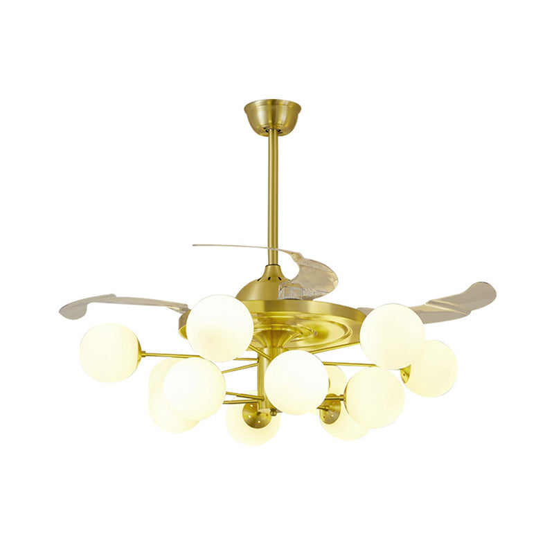 Leaf Acrylic Hanging Fan Light Modern LED Semi Flush Mount for Living ...