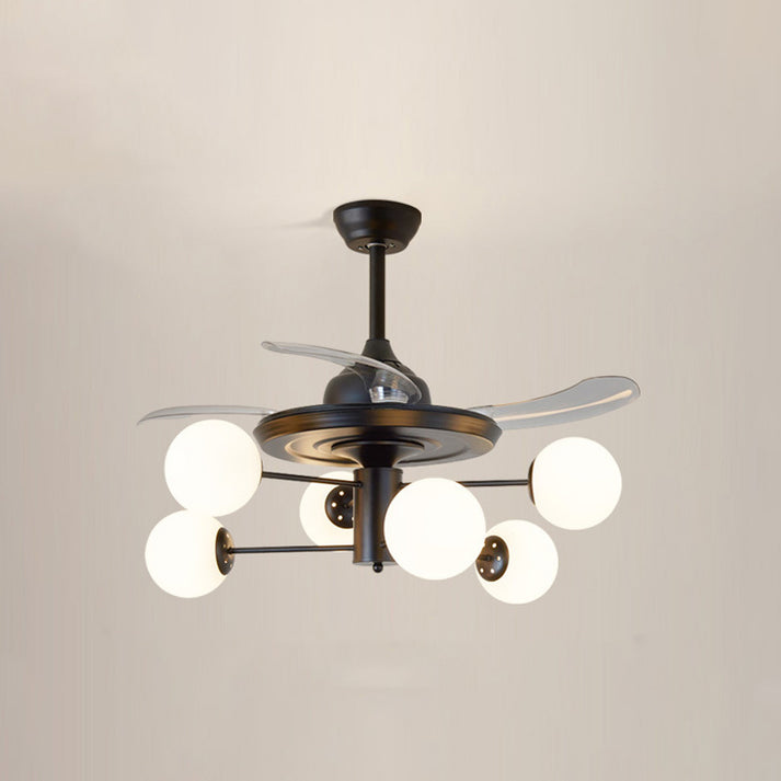 Leaf Acrylic Hanging Fan Light Modern LED Semi Flush Mount for Living ...