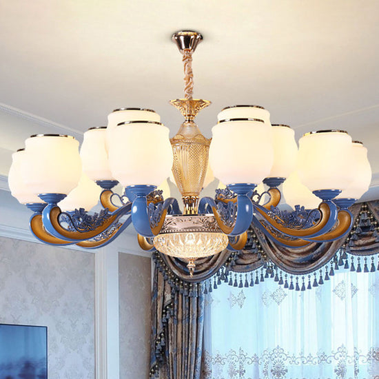 Curving Ceiling Chandelier Modernist Glass Blue Pendant Lighting ...