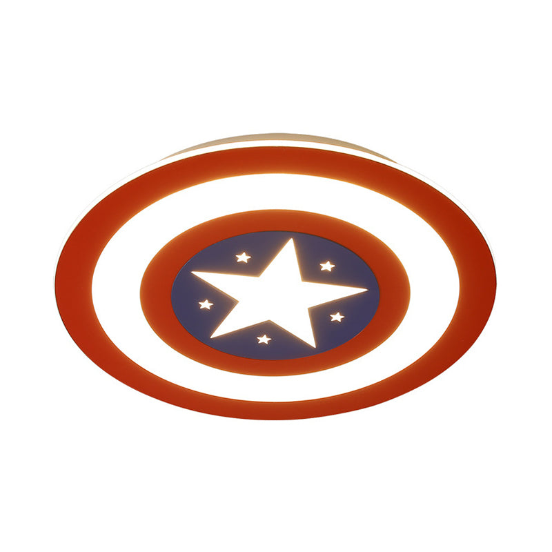 Metal Captain Shield Flush Mount Lamp Kid LED Red and Blue Flush ...