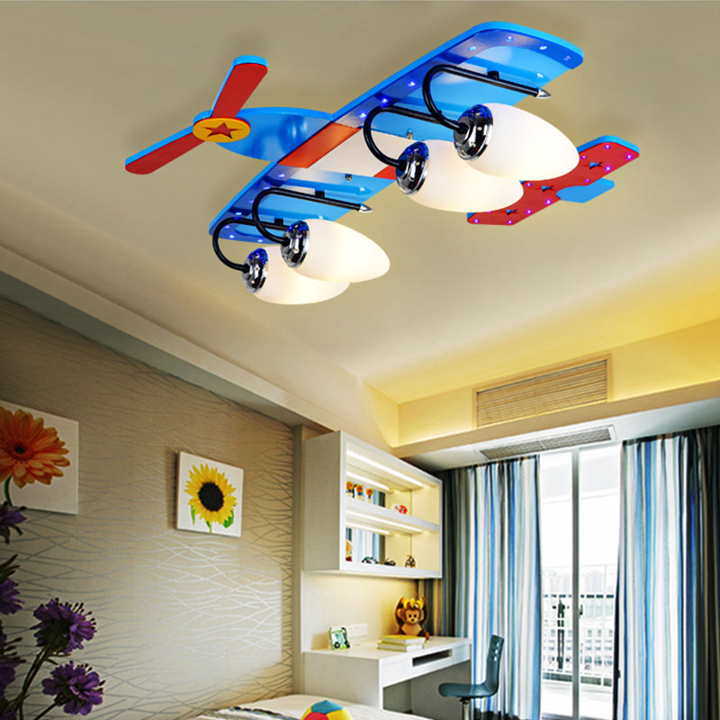 Wood Airplane Ceiling Mount Light 4 Heads Cool LED Ceiling Lamp for ...