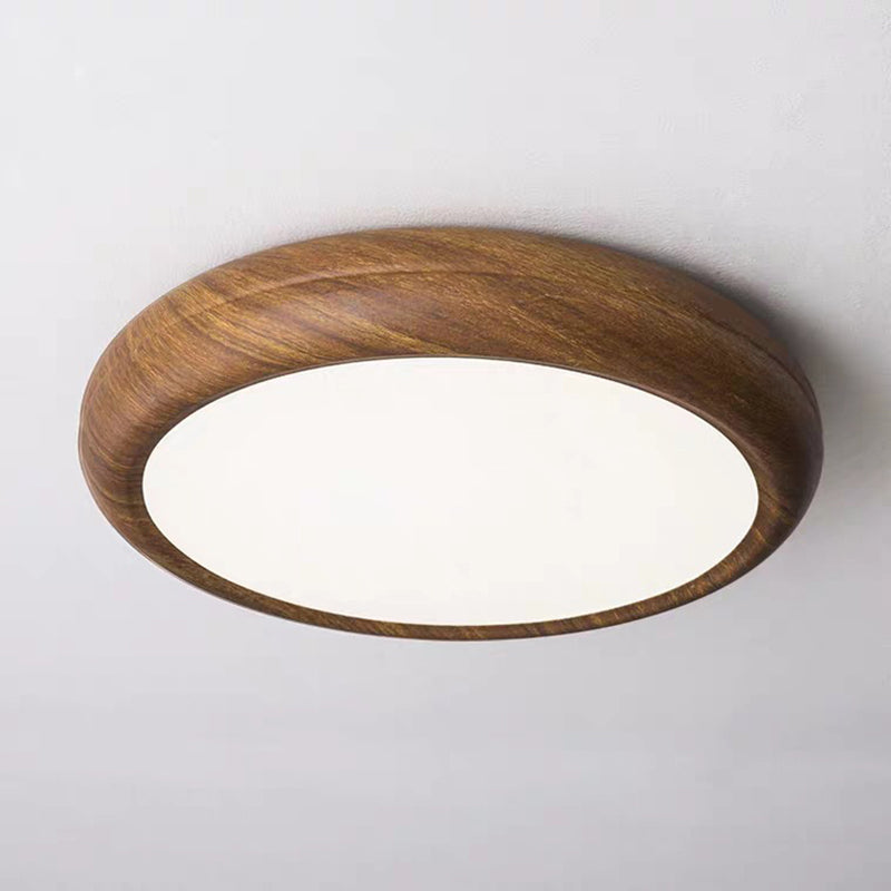 Contemporary Circular Flush Fixture Wooden Living Room LED Ceiling ...