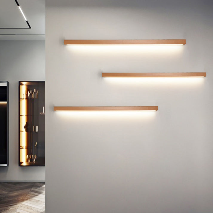 Contemporary Linear Shaped Wall Light Wooden Living Room LED Wall ...