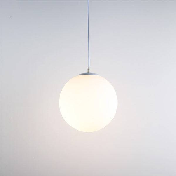 Milky Glass Orb Suspension Lighting Modern Style 1-Bulb Pendant Light ...