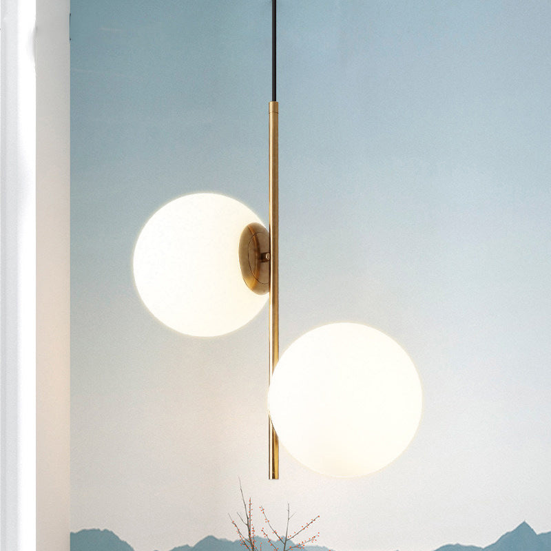 Nordic 2 Lights Chandelier Lighting Gold Sphere Pendant Light Kit with ...