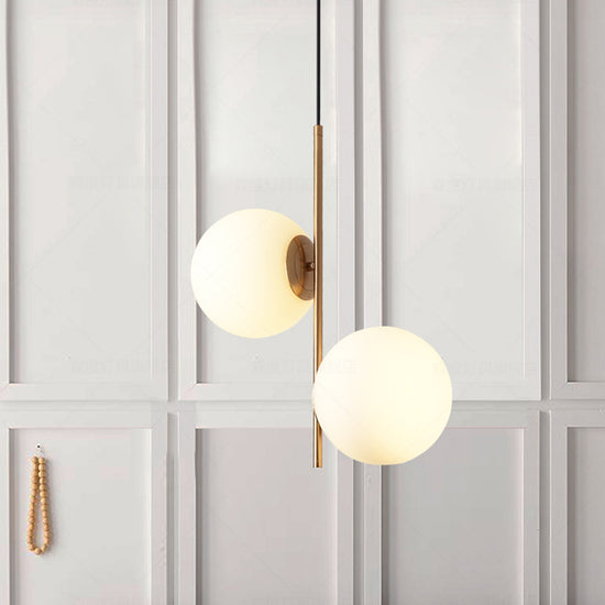Nordic 2 Lights Chandelier Lighting Gold Sphere Pendant Light Kit with ...