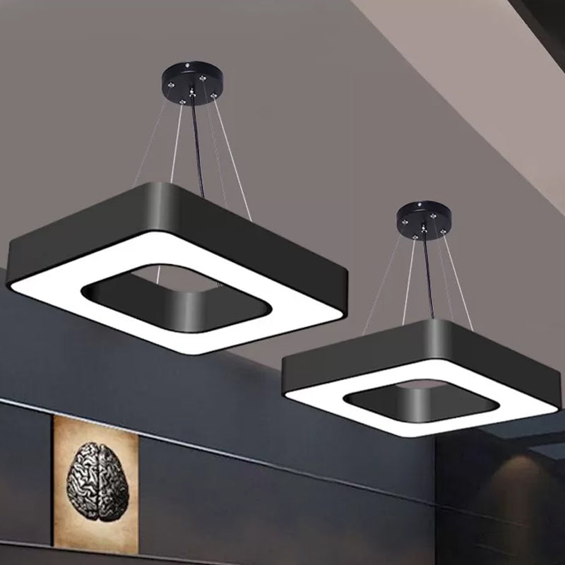 Metal Square Hanging Light Fixture Nordic Black LED Ceiling Suspension ...