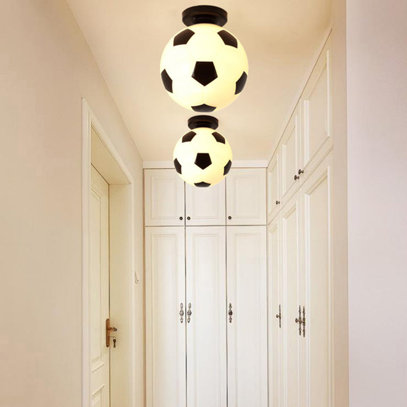 Sports Style Soccer Ceiling Mount Light 1 Head Glass Flush Light in ...