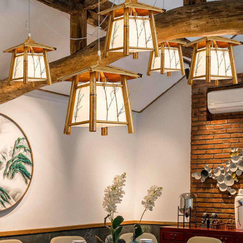 Pavilion Sushi House Ceiling Lamp Bamboo 1-Light Japanese Pendant Light ...