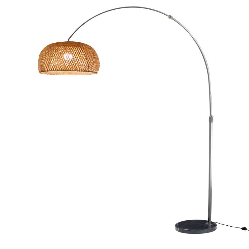Fishing Rod Standing Lamp Chinese Bamboo 1-Light Wood Reading Floor ...