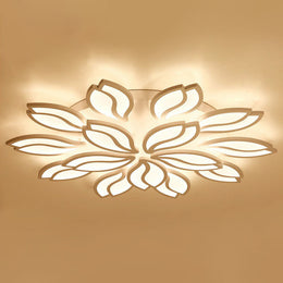 Acrylic Leaf Semi Flush Light Artistic White LED Flush Ceiling Light ...