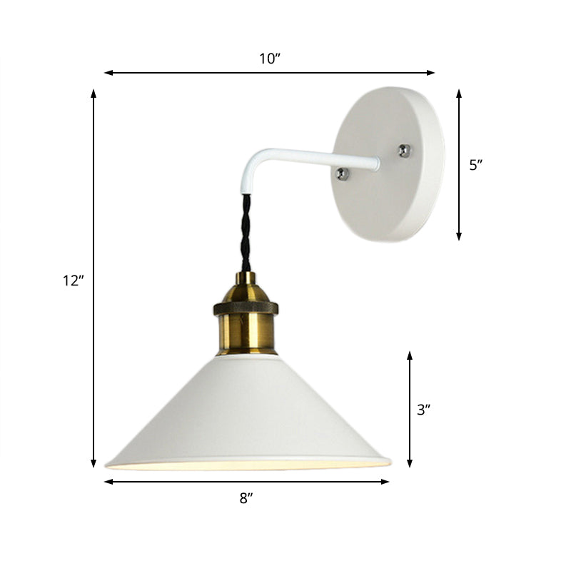 Cone Shade Metal Sconce Lighting Industrial Single Bulb Living Room ...