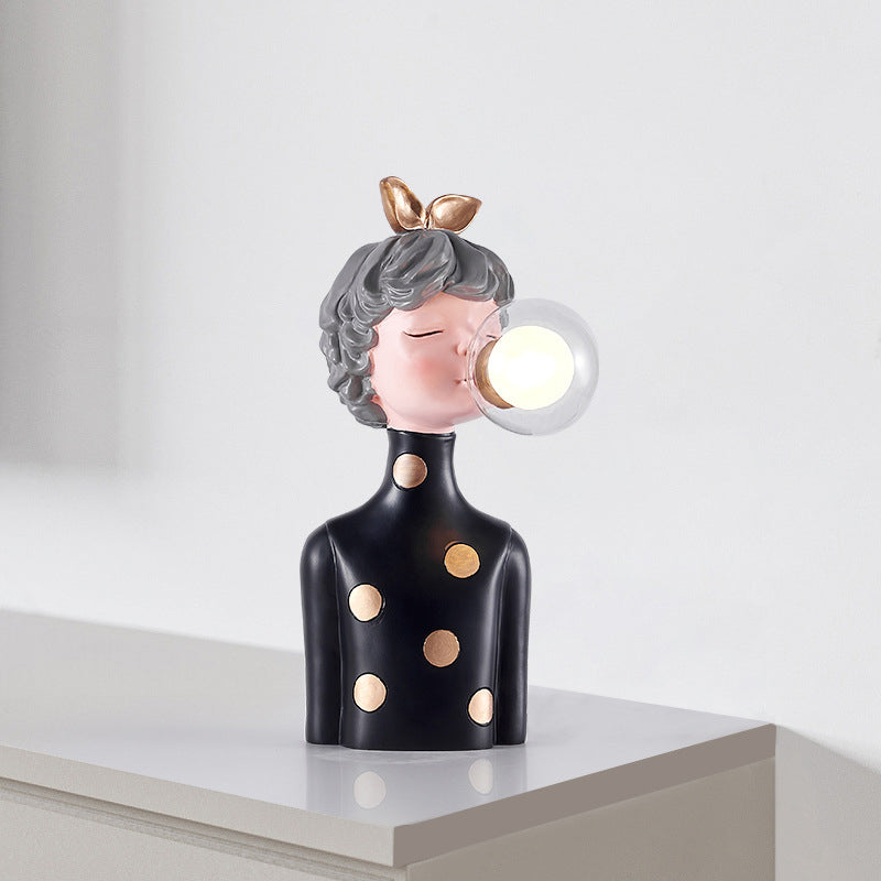 Glass Sphere Shaped Table Lamp Art Decor 1 Bulb Nightstand Light with ...