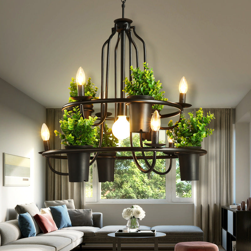 Candelabra Restaurant Hanging Lamp Vintage Iron 7 Heads Black ...