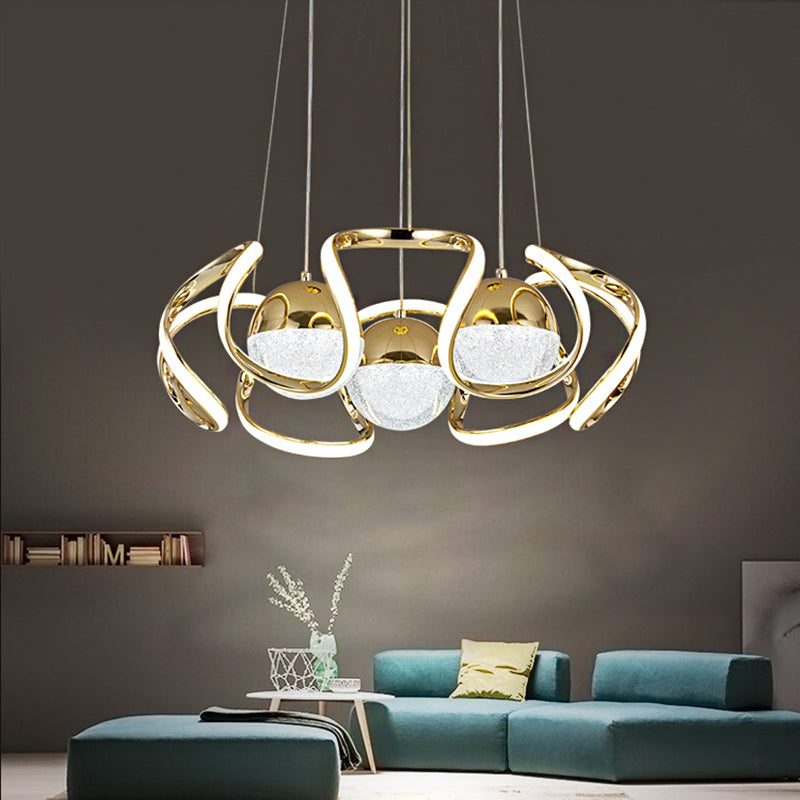 Abstract Chandelier Light Modernism Acrylic Gold LED Hanging Ceiling ...
