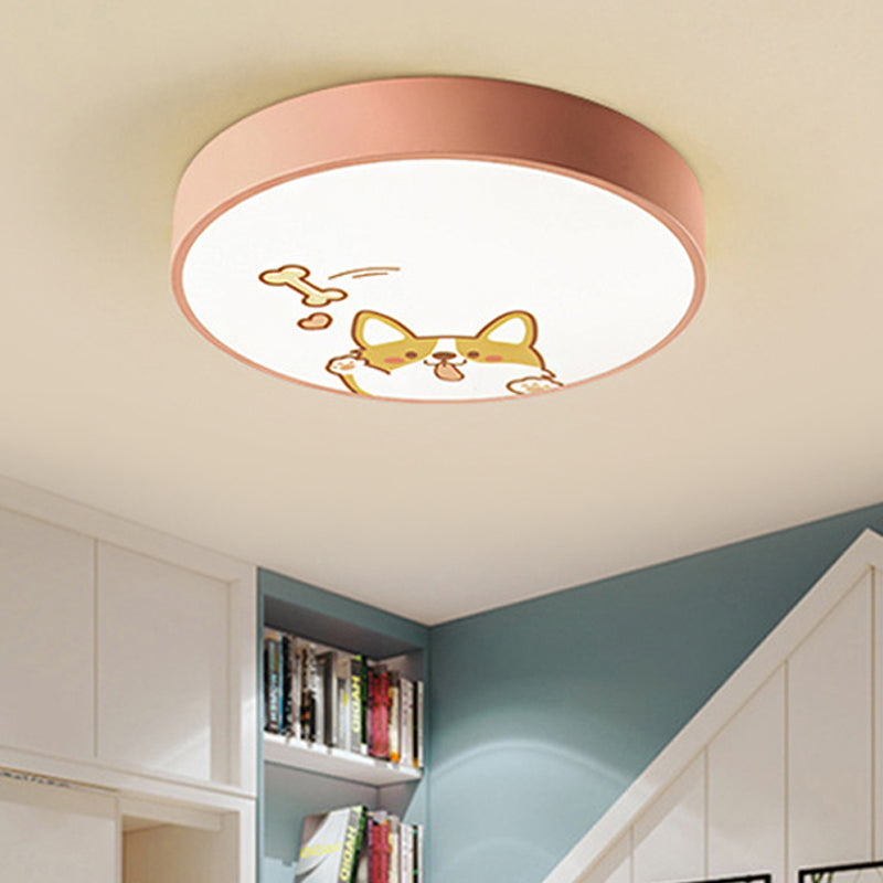 Acrylic Round LED Flush Ceiling Light with Doggy Animal Ceiling Lamp ...