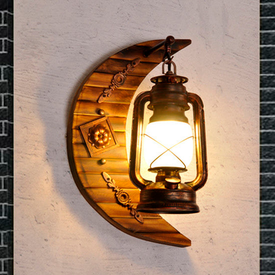 Frosted Glass Lantern Sconce Lighting Coastal 1 Light Living Room Wall ...