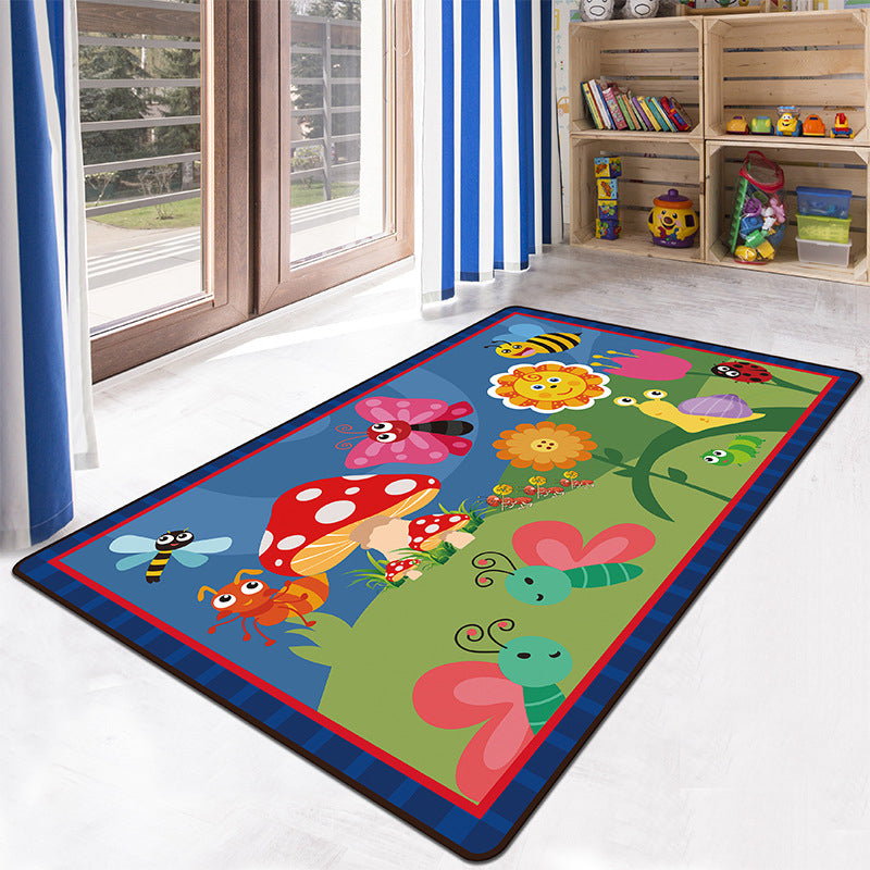 Educational Multicolor Zoo Print Rug Synthetics Cartoon Rug Anti-Slip ...