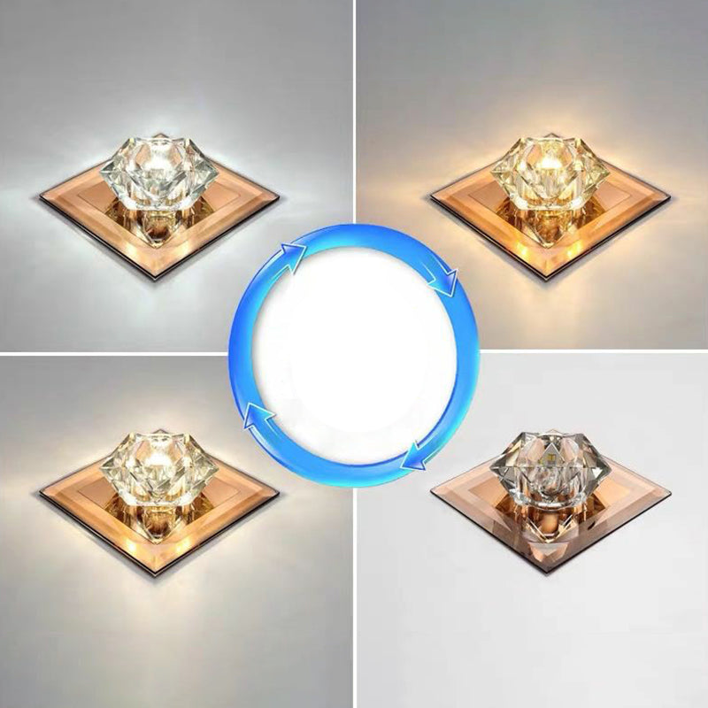 Gem Shaped Foyer LED Flush Mount Light Crystal Simplicity Flush Mount ...