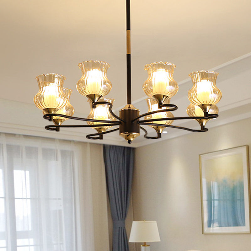 Sputnik Living Room Ceiling Chandelier Classic Tan Textured Glass 3/6/8 ...