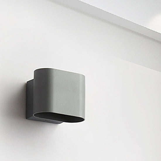 Round Edge Cuboid Wall Sconce Light Simple Metal LED Black/Grey/White ...