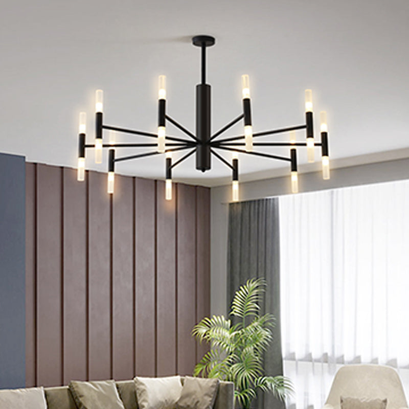 Radial Shaped Living Room Ceiling Lighting Metallic Postmodern LED ...
