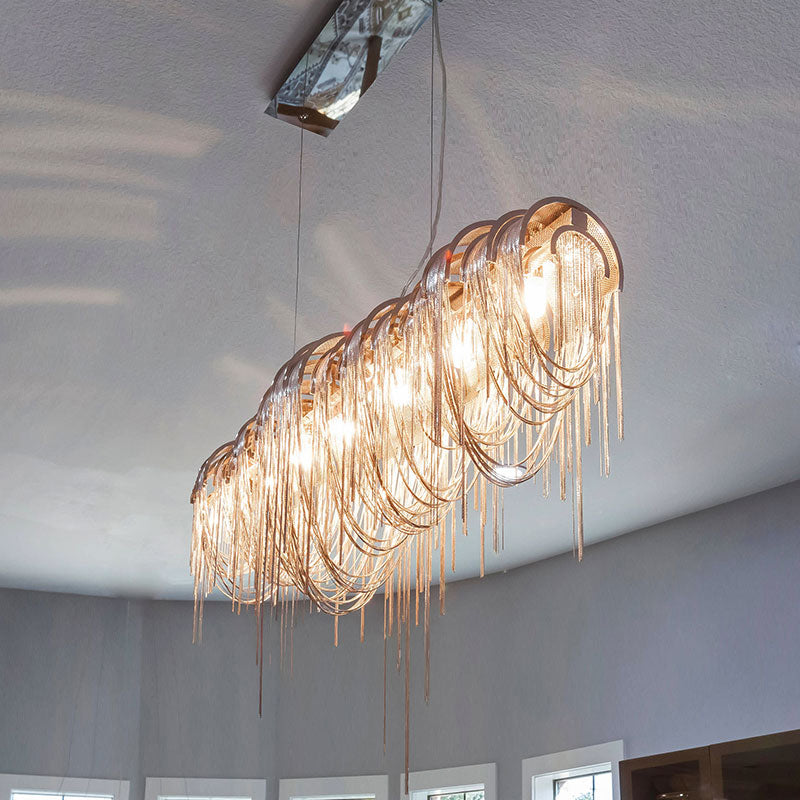 Aluminum Tassel Chain Island Pendant Lighting Postmodern Style 10 Bulbs ...