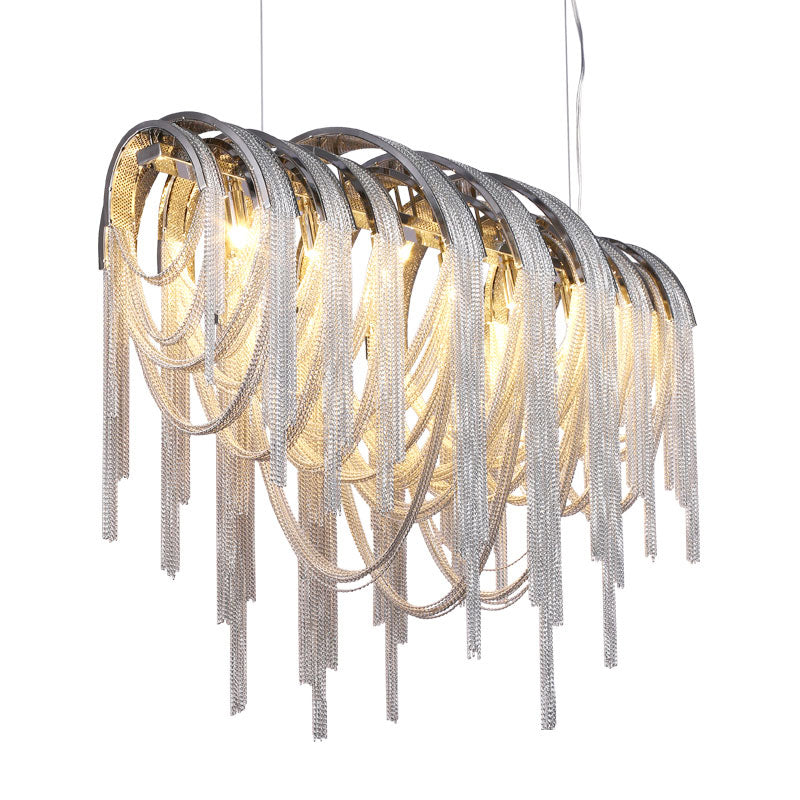 Aluminum Tassel Chain Island Pendant Lighting Postmodern Style 10 Bulbs ...
