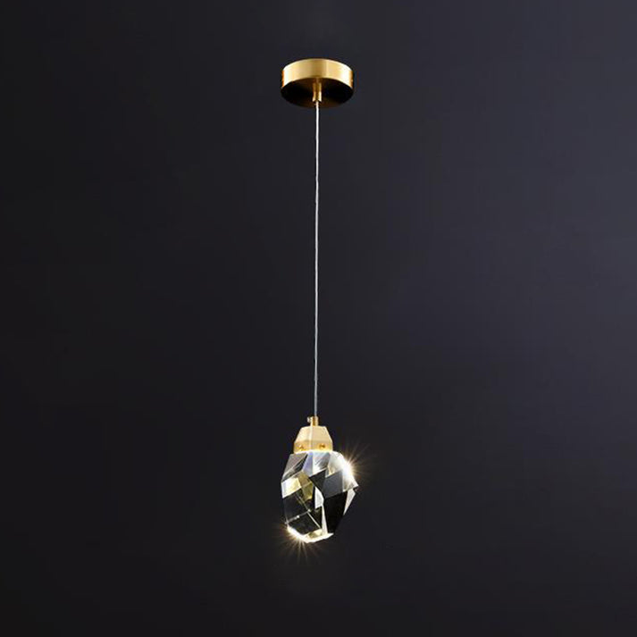 Crystal Gemstone Shaped LED Suspension Light Artistic Brass Pendant ...