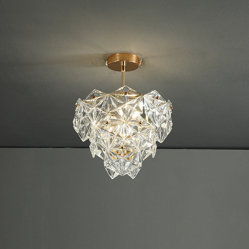Cone Shaped Ceiling Lighting Postmodern Clear Crystal Living Room ...