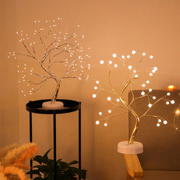 Tree Shaped Living Room LED Table Light Metallic Artistic Nightstand ...