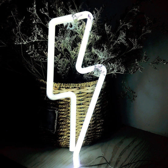 Lightning Bolt LED Table Lighting Artistic Rubber Bedroom Battery ...