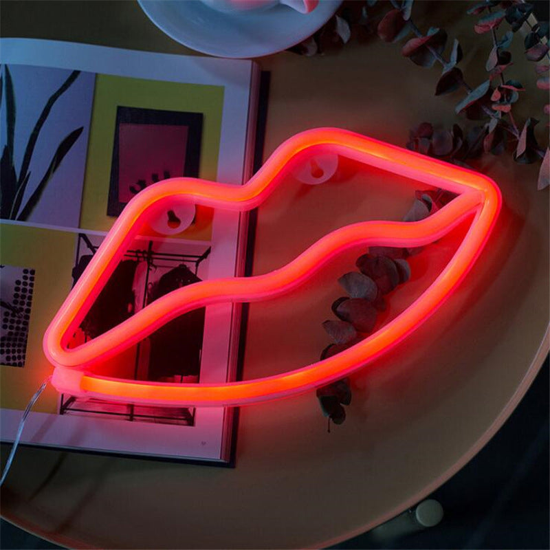 Lip Shaped LED Neon Lighting Artistic Plastic White Battery Powered ...