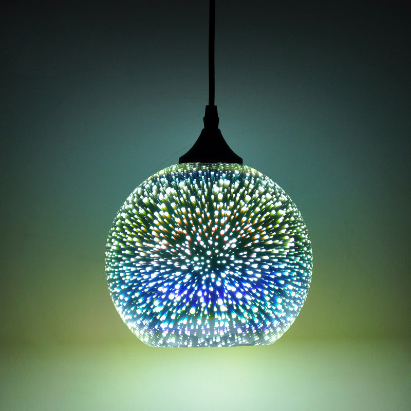 Contemporary Geometrical Pendant Light 3D Firework Glass Single-Bulb ...