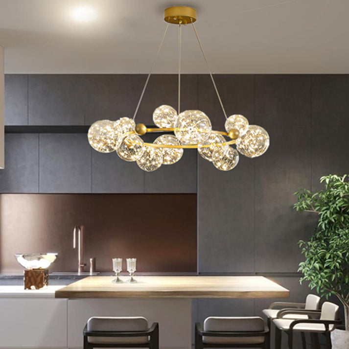 Modern Ball Shaped LED Chandelier Pendant Light Clear Glass Dining Room ...