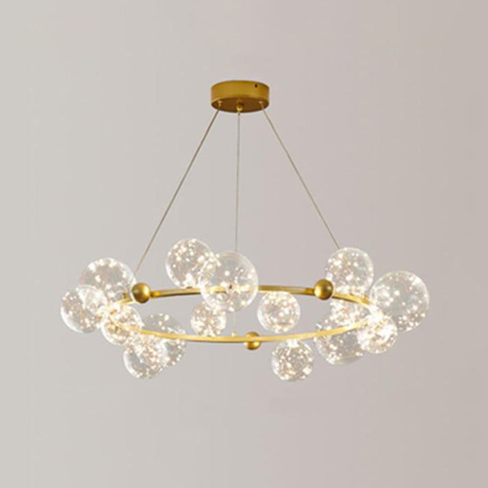 Modern Ball Shaped LED Chandelier Pendant Light Clear Glass Dining Room ...