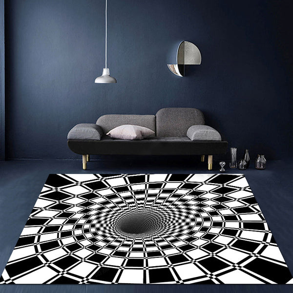 Unusual Visual Deception Rug Black and White Modern Area Rug ...
