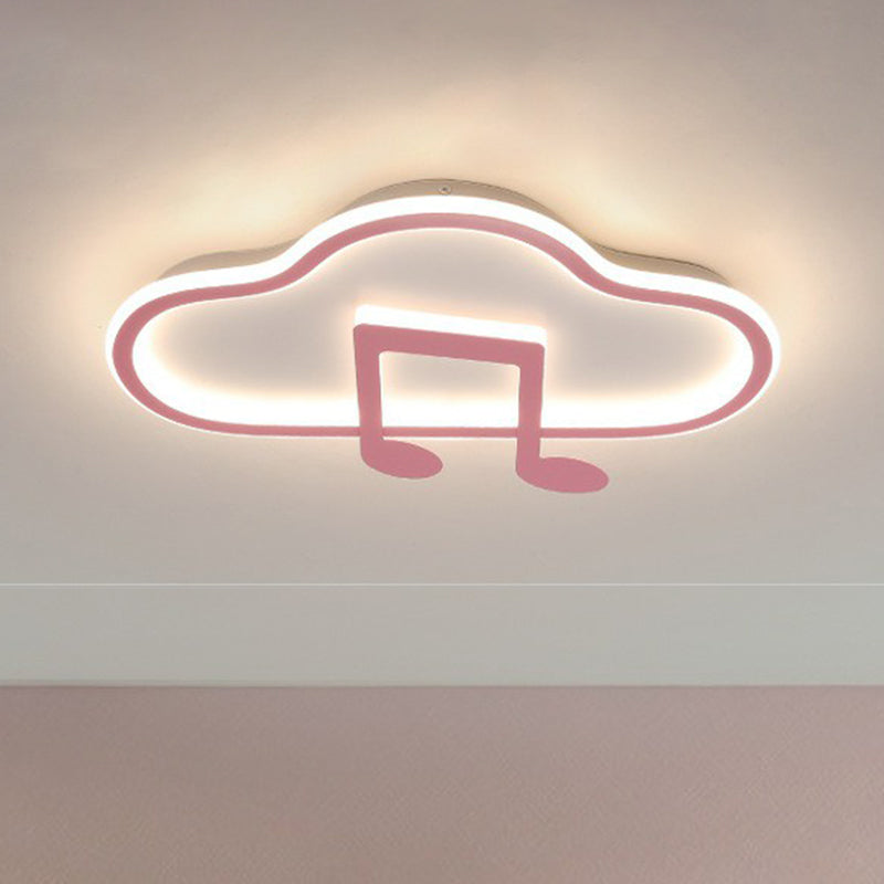 Cloud and Musical Note Bedroom Flush Light Acrylic Macaron LED Flush ...